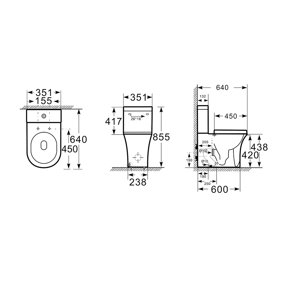 GLIDESTREAM 01 - Vitreous China Rimless Close-Coupled Toilet with ...